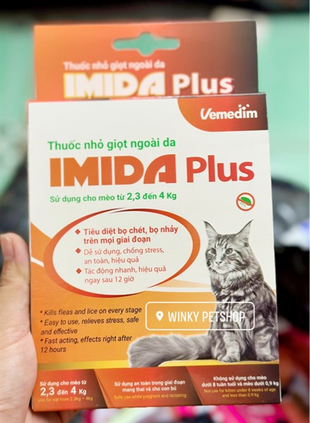 IMIDA PLUS Phòng và điều trị bọ chét, rận trên mèo 2.3-4kg - tuýp ...